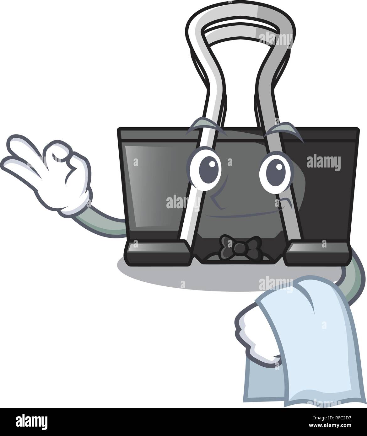 Waiter cartoon binder clip above wooden table Stock Vector Image & Art ...