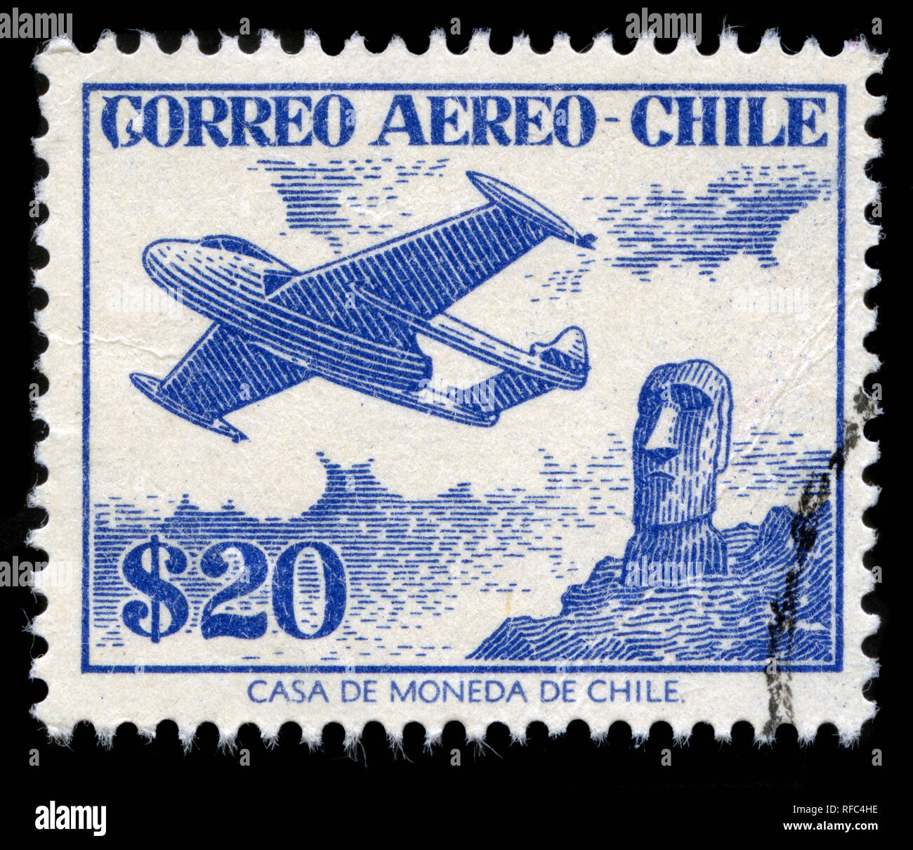 Postage stamp from Chile in the Airplanes series issued in 1956 Stock ...