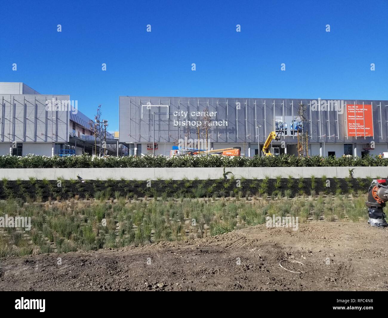 Low-angle photograph of the City Center Bishop Ranch under construction ...