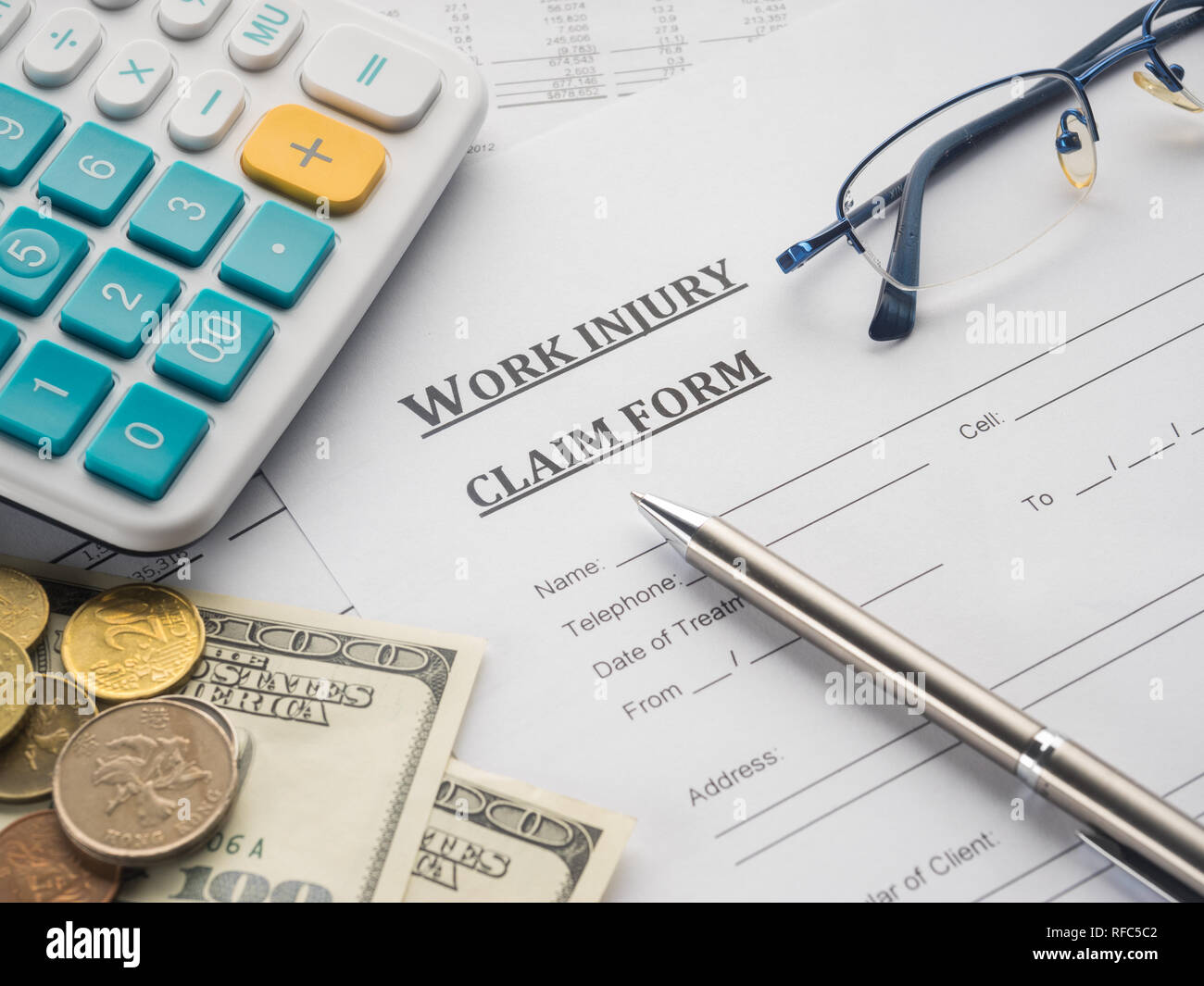 work injury claim form Stock Photo - Alamy