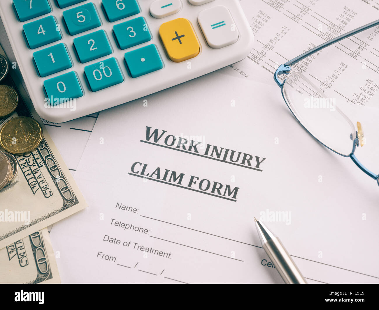 work injury claim form Stock Photo - Alamy