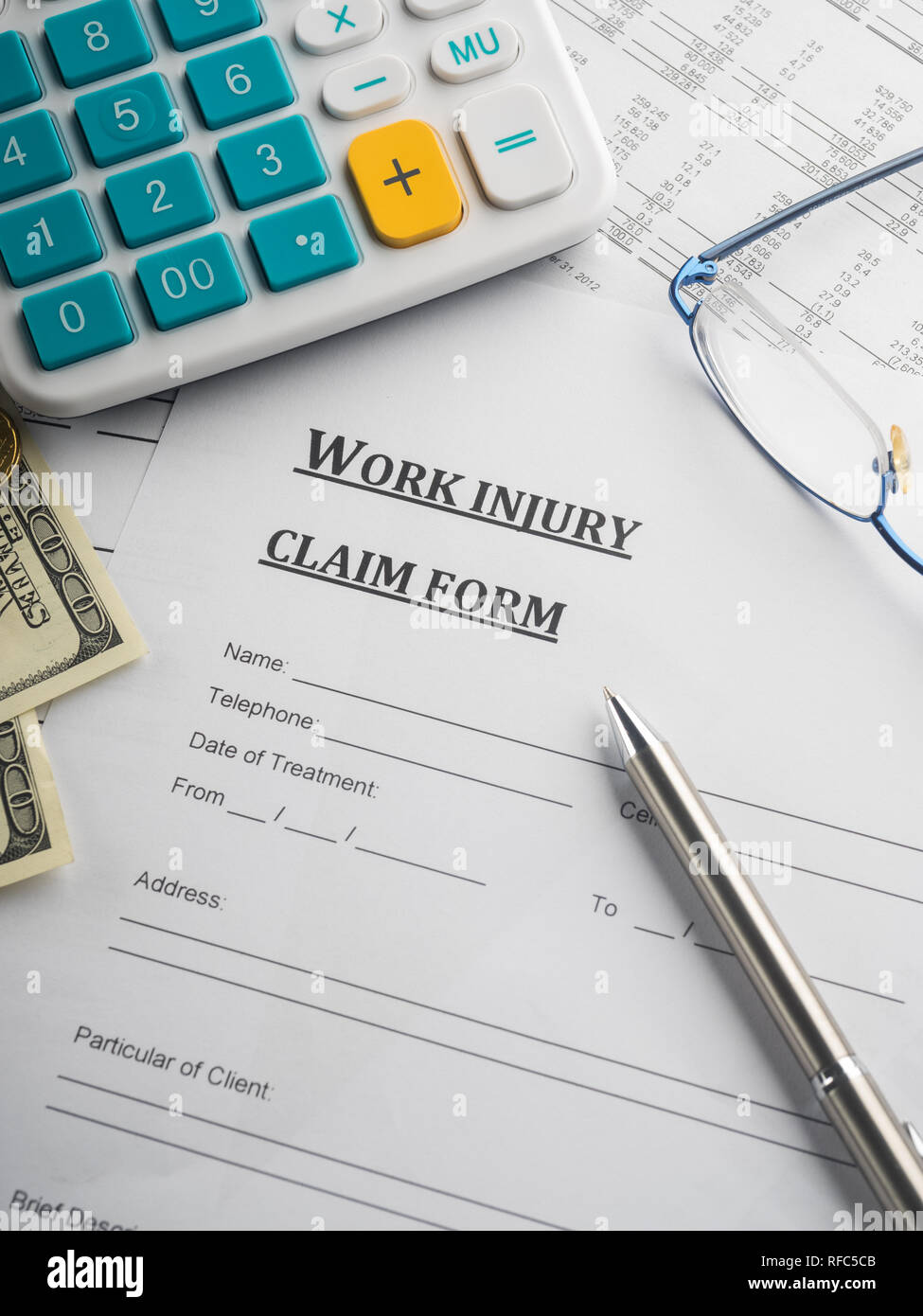 work injury claim form Stock Photo - Alamy