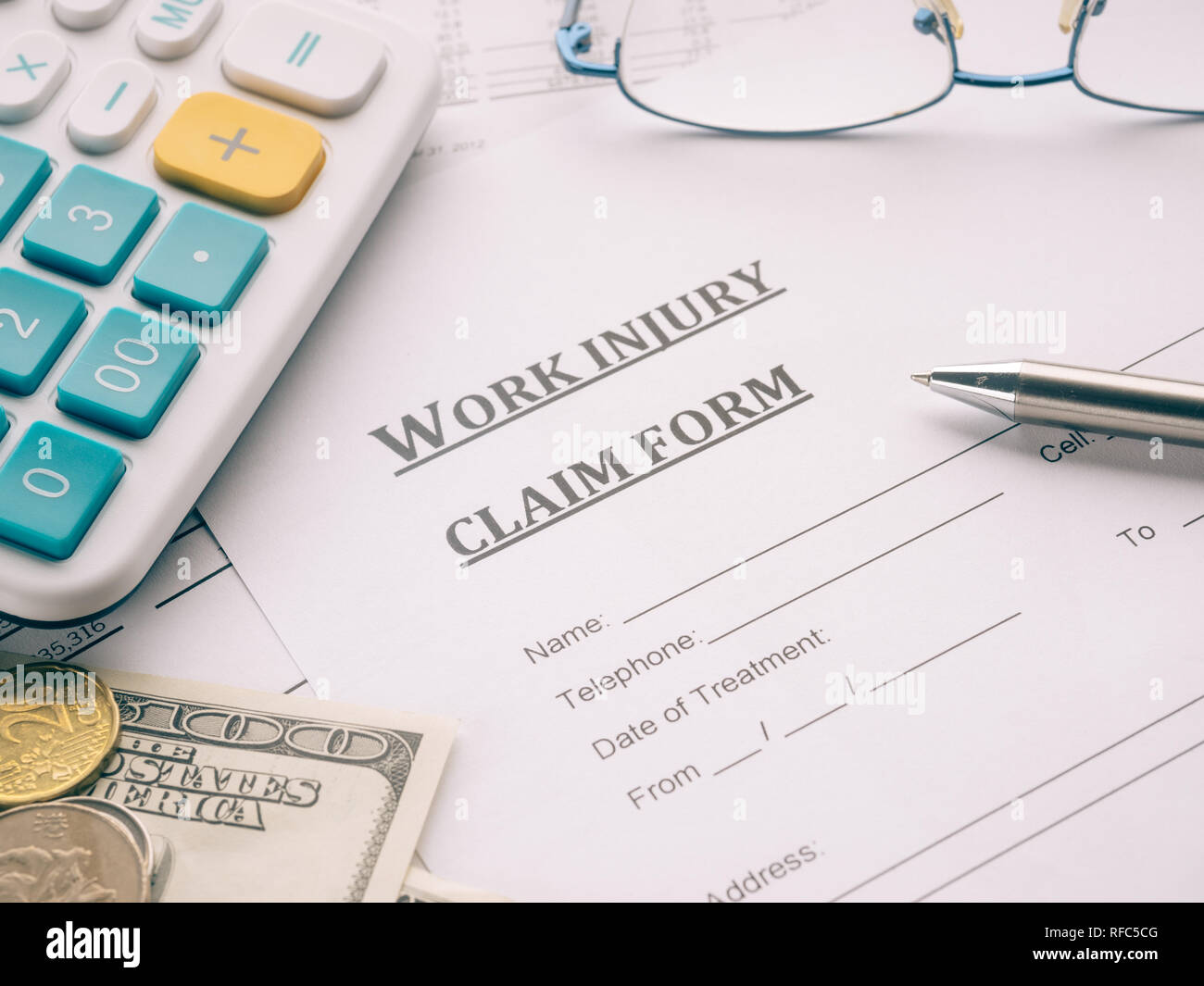 work injury claim form Stock Photo - Alamy