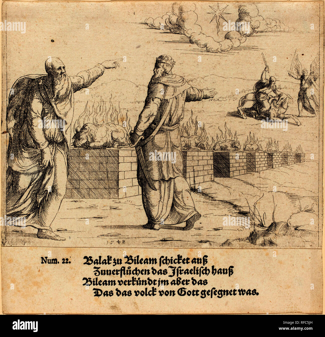 Balak's Sacrifice, and Balaam's Prophecy. Dated: 1548. Medium: etching ...