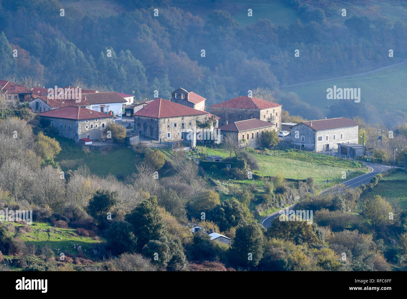 View of the neighborhood of Ranero in Carranza at dawn Stock Photo - Alamy