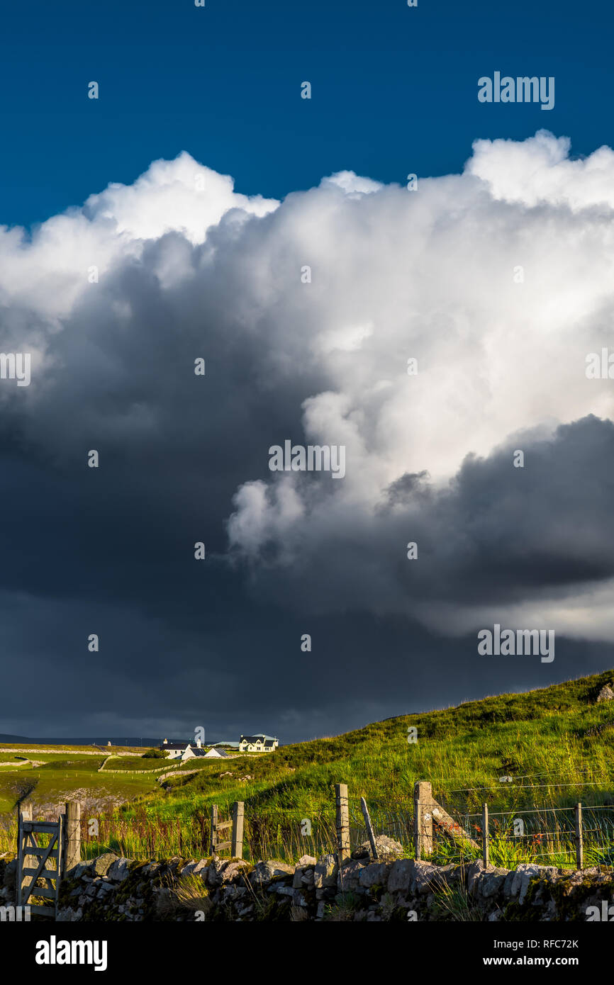 Remote Farm House In Front Of Heavy Clouds In The Highlands Of Scotland ...