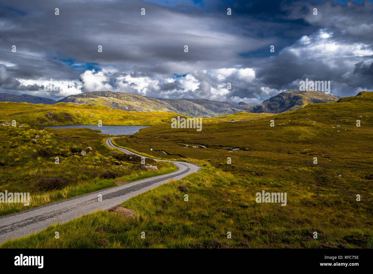 Abandoned Single Track Road To Unapool And Kylesku Beneath Loch Unapool ...