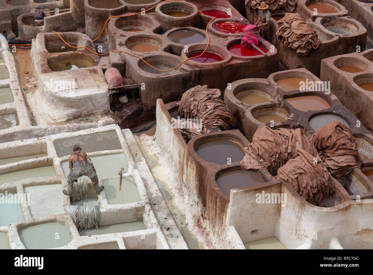 The traditional hand made Leather production in the old City in the ...