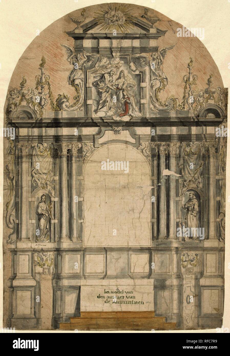 Model of an altar. Draughtsman: anonymous. Dating: 1600 - 1699. Measurements: h 738 mm × w 500 ...
