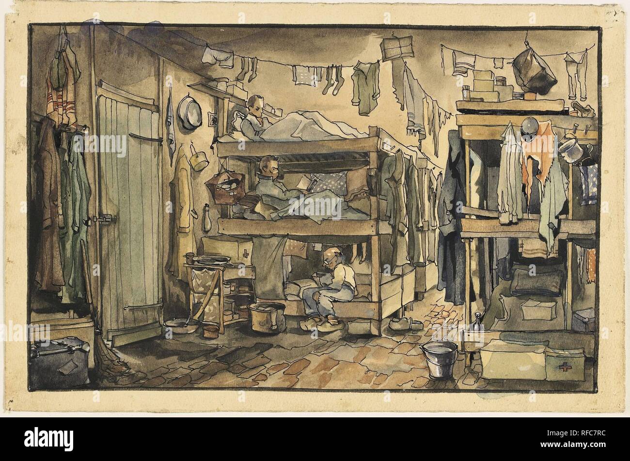 Barak 45 B. Krijgsgevangenenkamp Stalag IVB in Mühlberg aan de Elbe ...