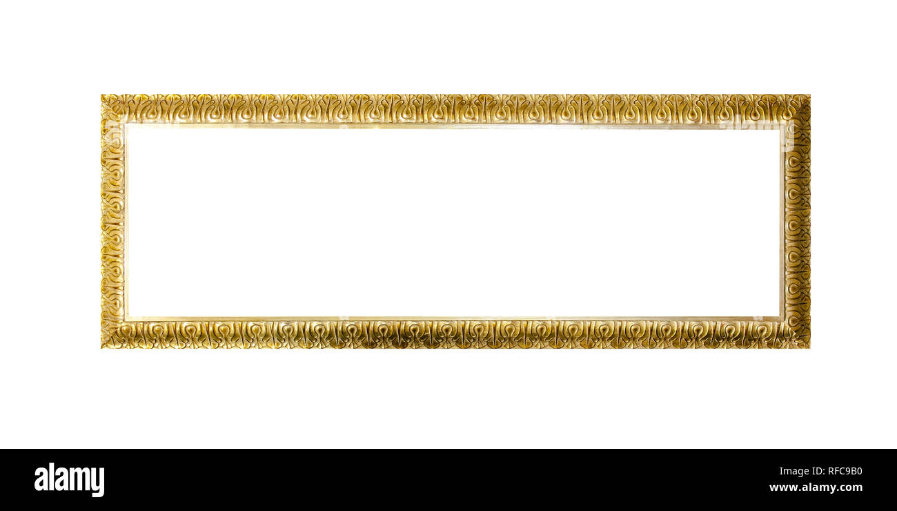 Panoramic gold frame isolated included clipping path Stock Photo - Alamy
