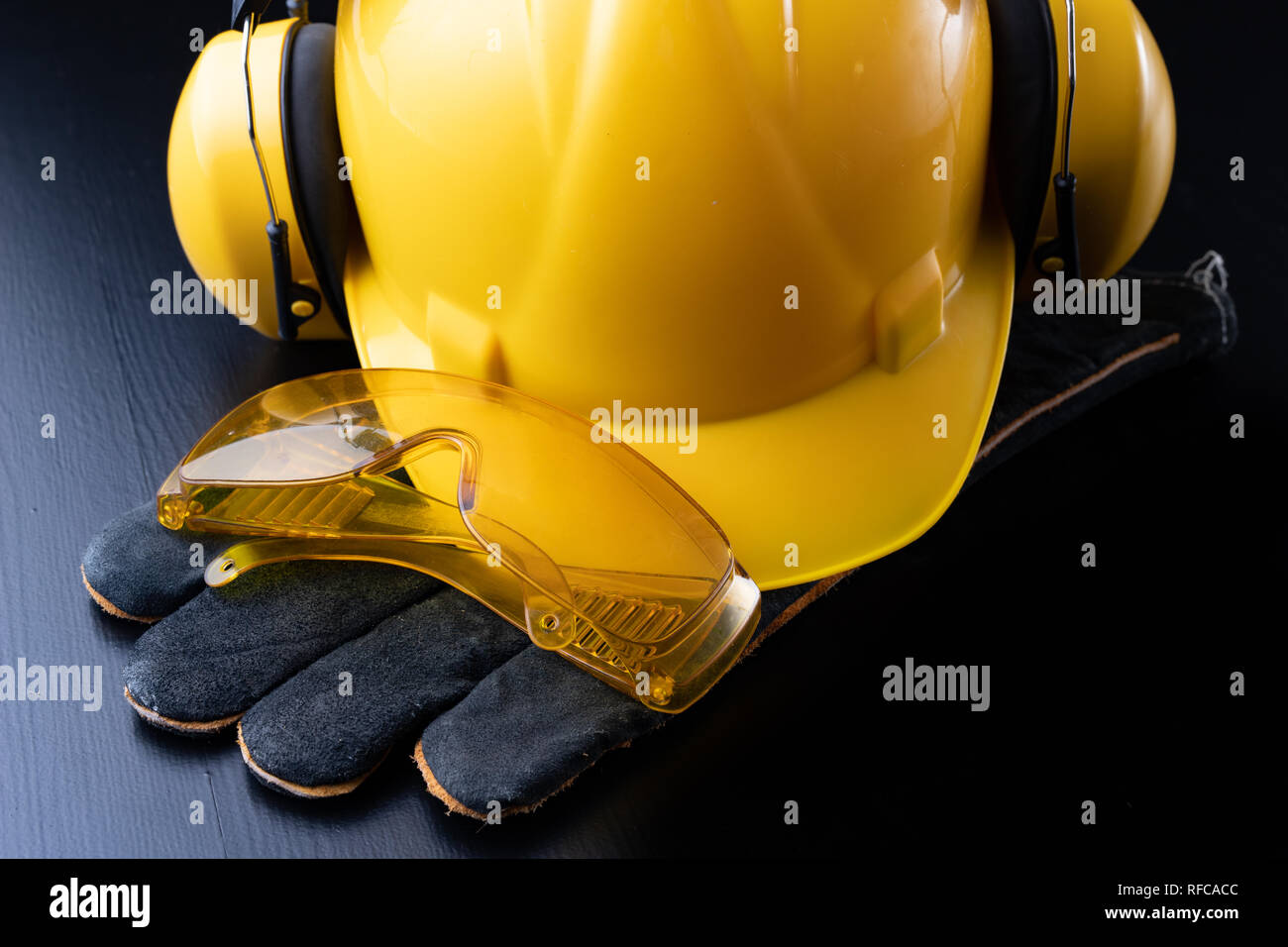 Helmet and accessories for construction workers. Accessories needed for ...