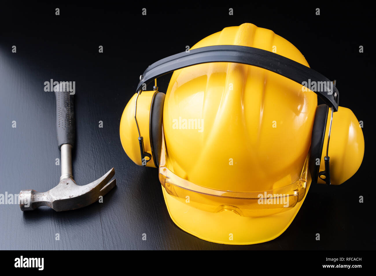 Helmet and accessories for construction workers. Accessories needed for ...
