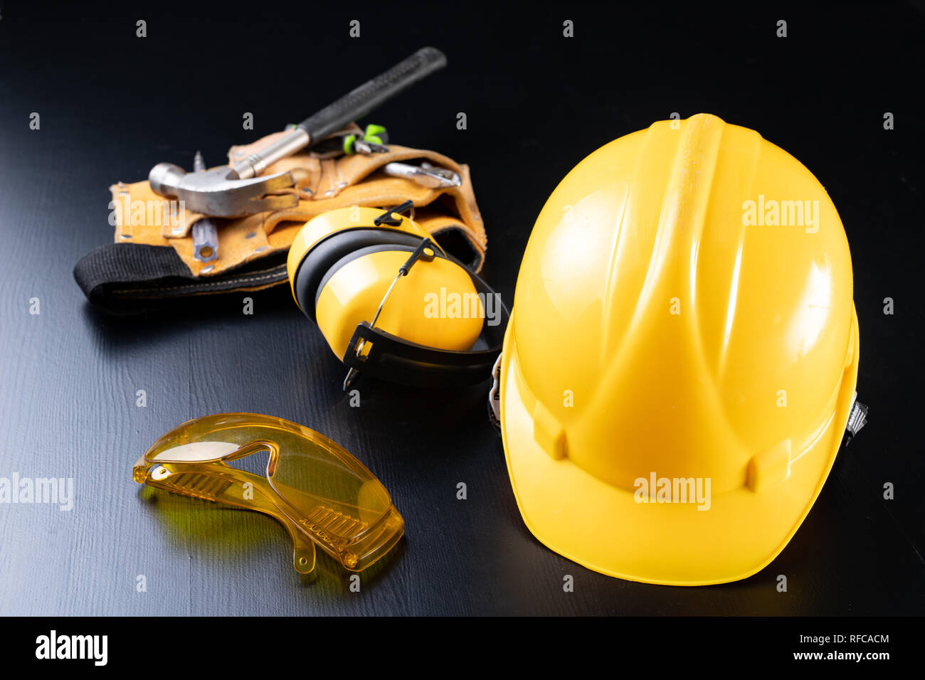 Helmet and accessories for construction workers. Accessories needed for ...