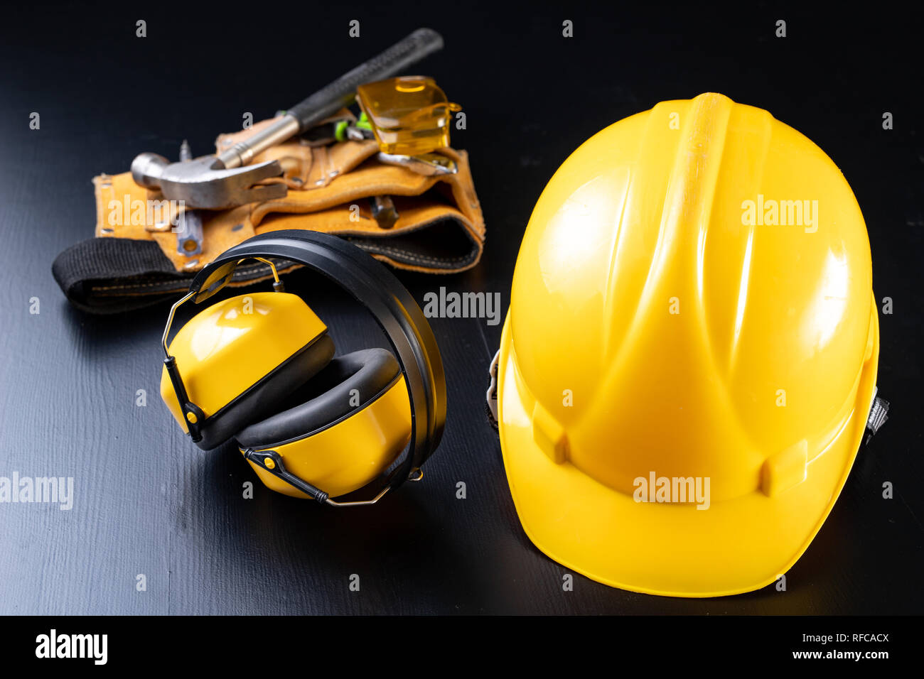 Helmet and accessories for construction workers. Accessories needed for ...