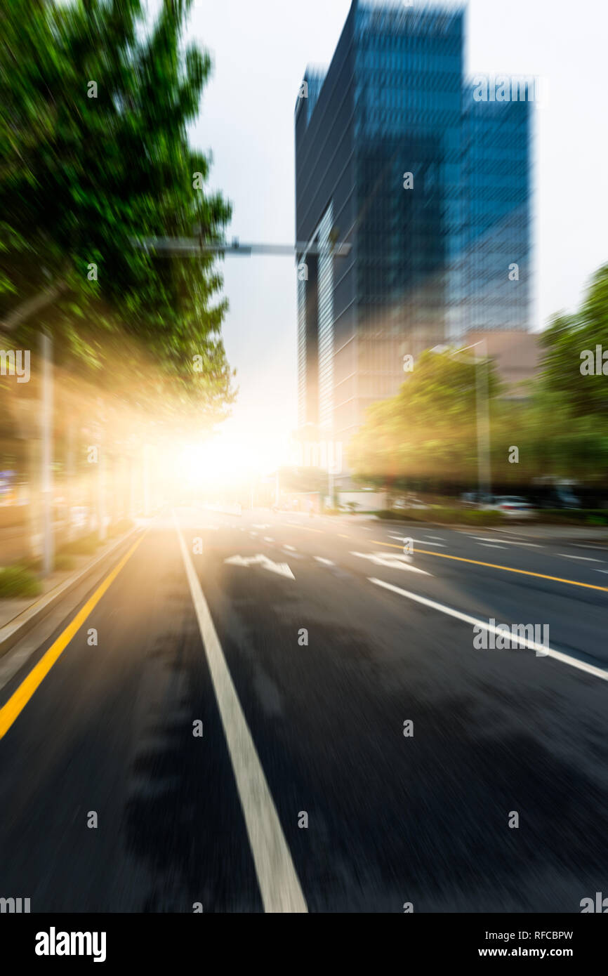 clean street go through the city at shanghai china Stock Photo - Alamy