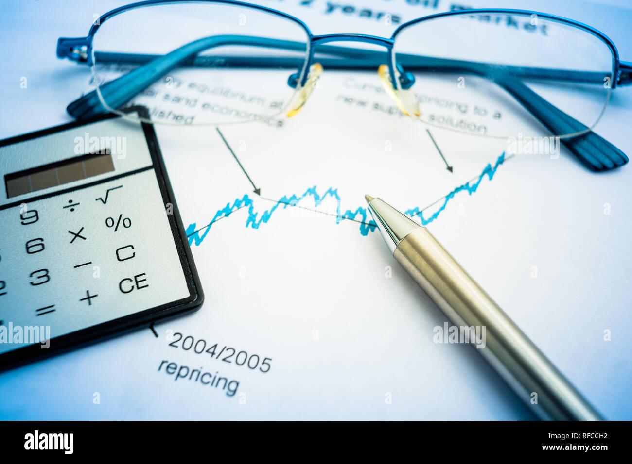 Business presentation with finance chart on the desk Stock Photo - Alamy