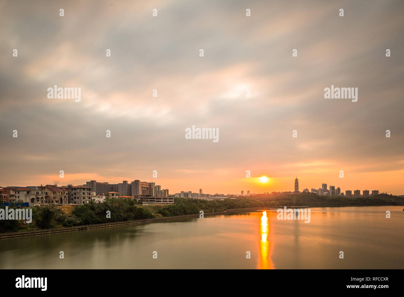 Huaxi Village at sunset,wuxi city,jiangsu province,china Stock Photo ...