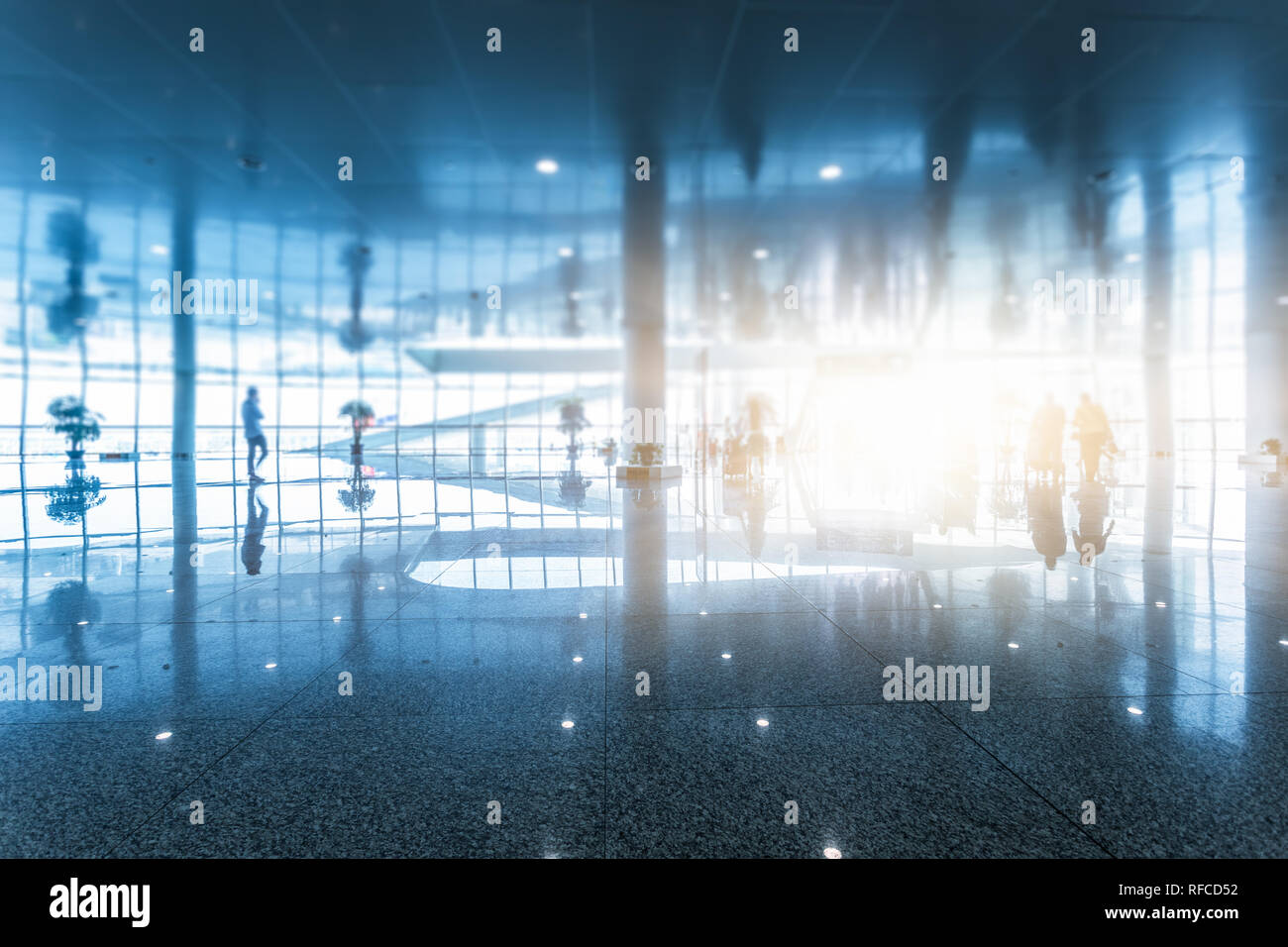 Airport terminal hall. Walking travelers at shanghai airport Stock ...