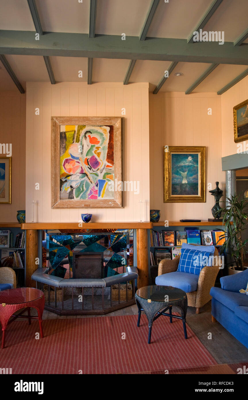 Hell Bay Hotel, Bryer, Isles of Scilly, UK, showing the restaurant with ...