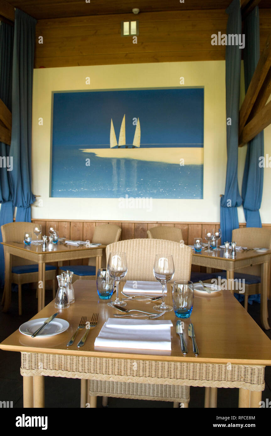 Hell Bay Hotel, Bryer, Isles of Scilly, UK, showing the restaurant with ...