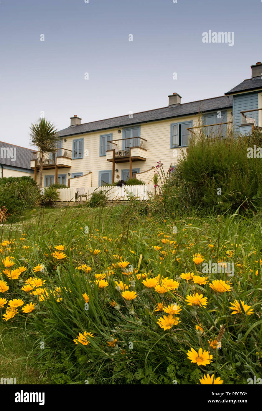 Hell Bay Hotel, Bryer, Isles of Scilly, UK, showing the restaurant with ...