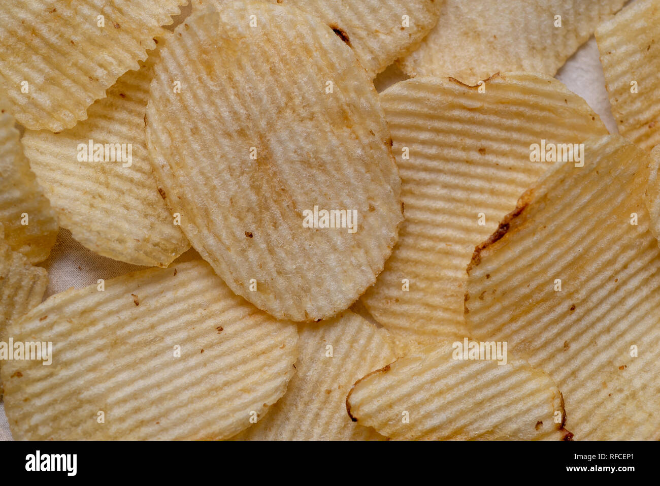 Closeup view of potato chips Stock Photo - Alamy