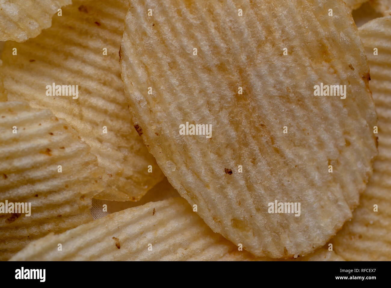 Closeup view of potato chips Stock Photo - Alamy