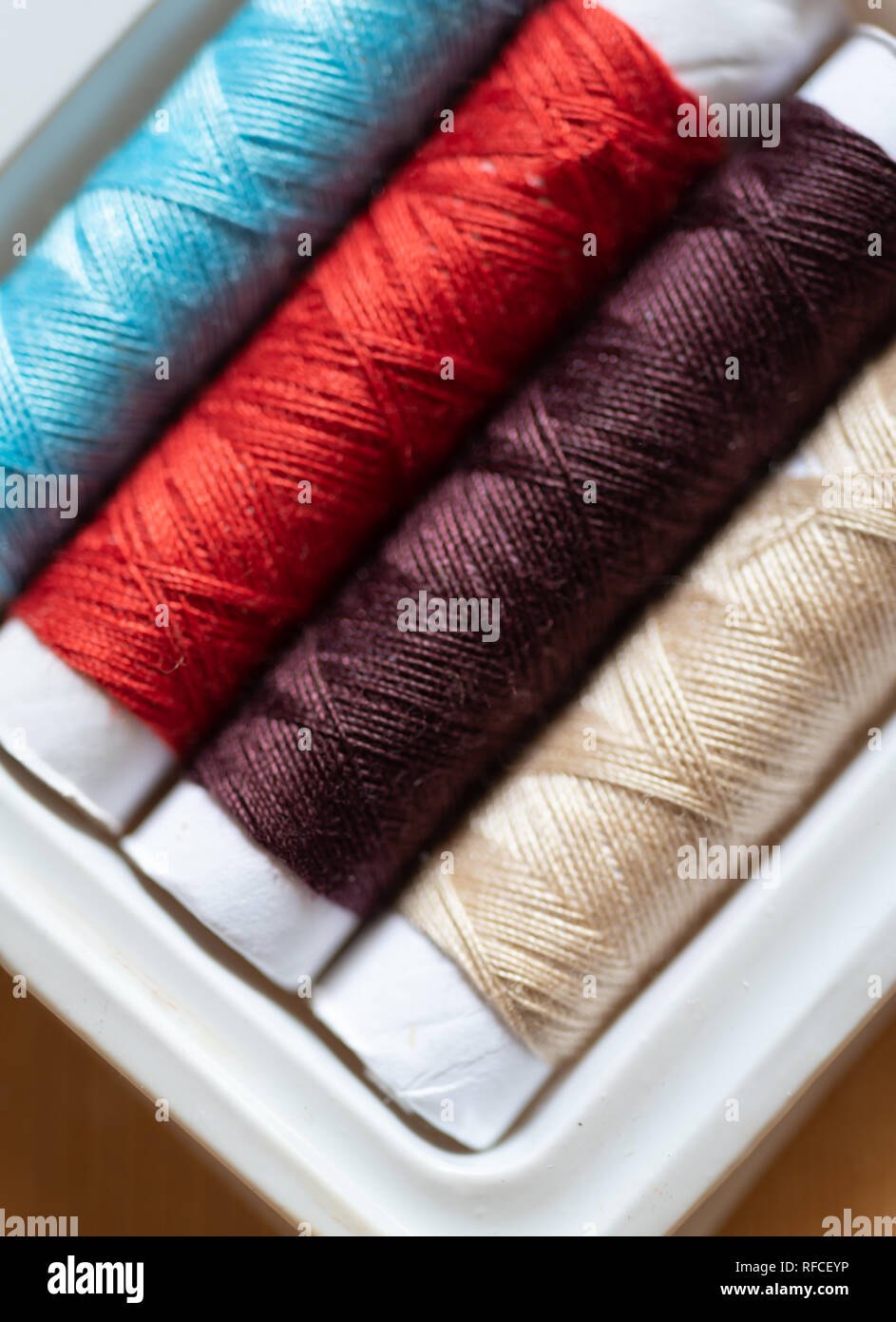 Close-up view of thread spools Stock Photo - Alamy