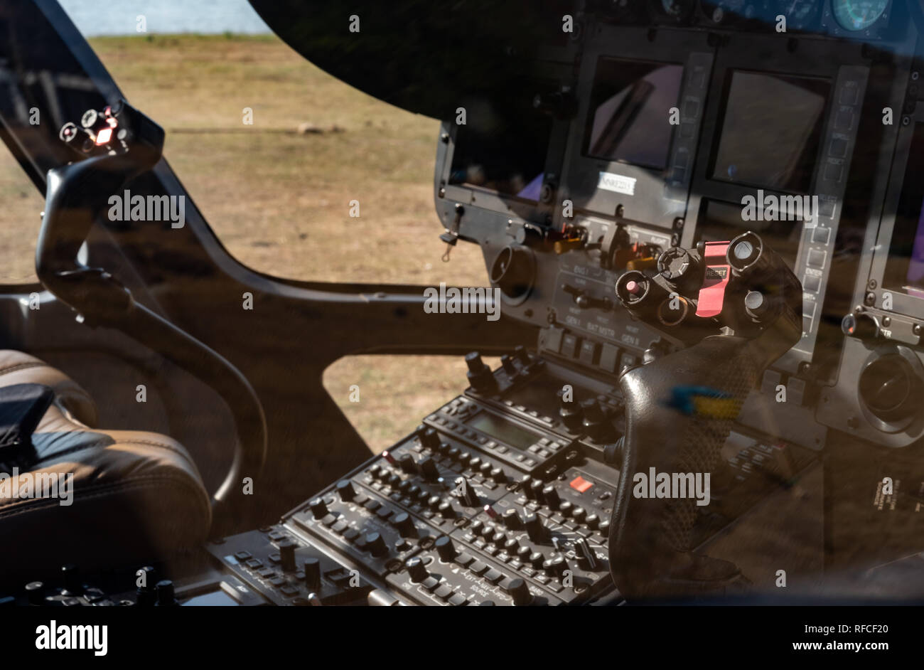 Cockpit of helicopter Stock Photo - Alamy