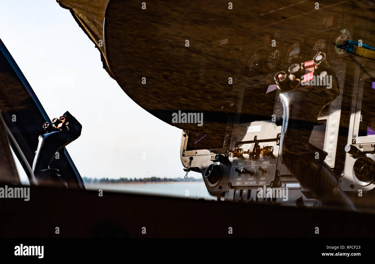 Cockpit of helicopter Stock Photo - Alamy