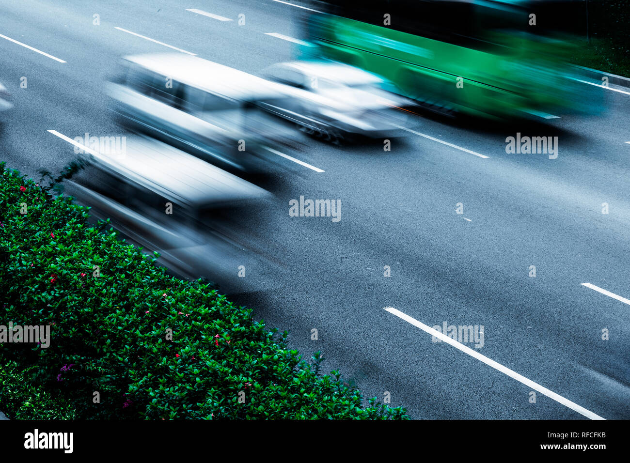 traffic at shanghai china. blue toned image Stock Photo - Alamy
