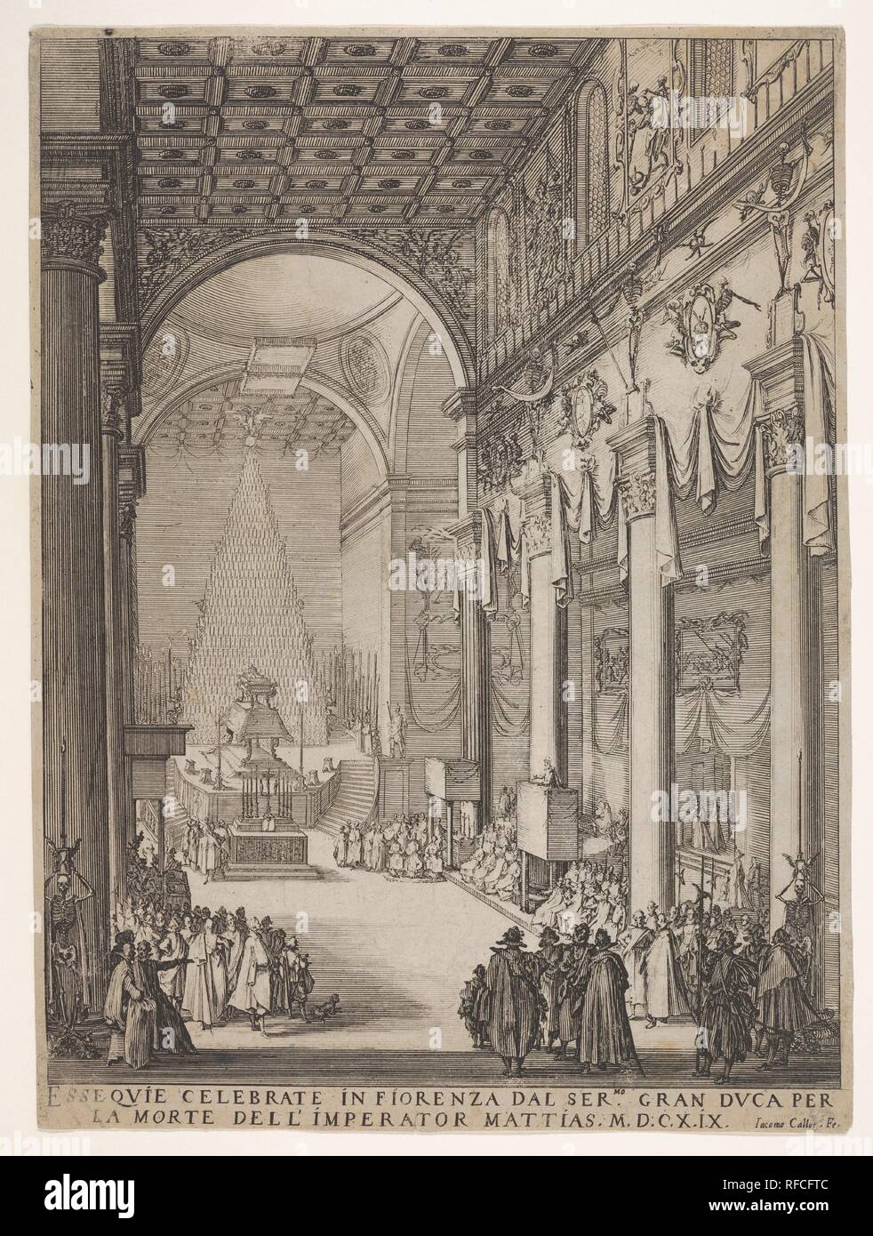 Catafalque of the Emperor Mathias with performance of funeral inside ...