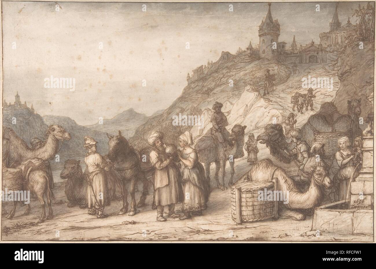 Rebecca and Eliezer at the Well. Artist: Lambert Doomer (Dutch ...