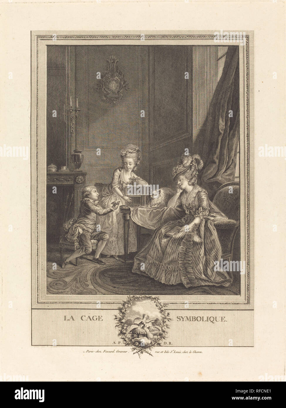 La cage symbolique (The Symbolic Cage). Dated: 1738. Medium: etching ...