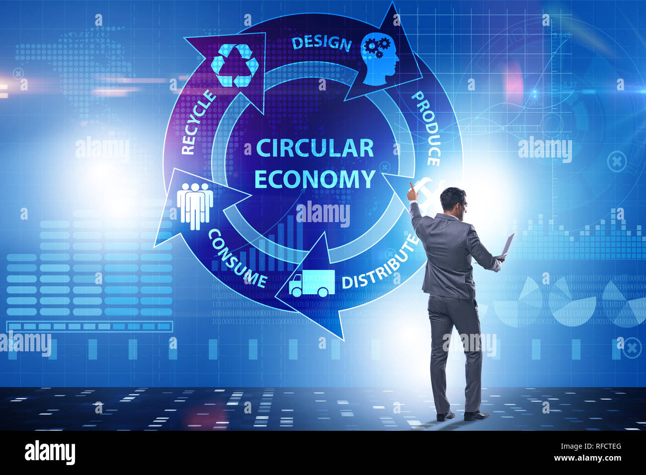 Concept of circular economy with businessman Stock Photo - Alamy