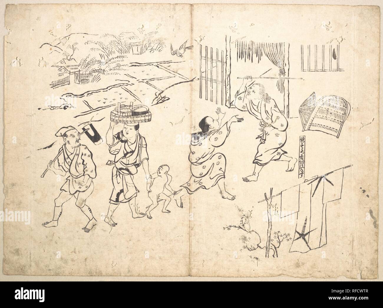 Woman Pursuing Sparrow. Artist: Okumura Masanobu (Japanese, 1686-1764 ...