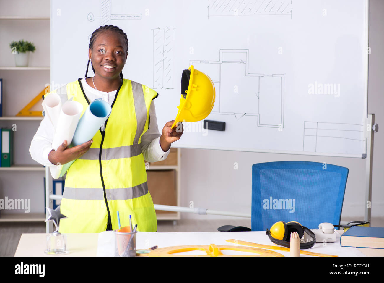 Young black architect working on project Stock Photo - Alamy
