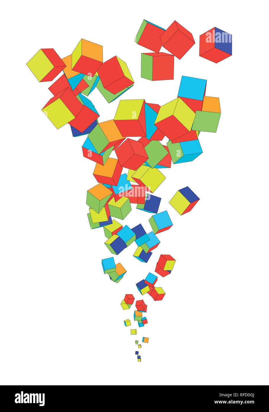 Stream with multi-colored cubes. 3D Vector illustration Stock Vector ...
