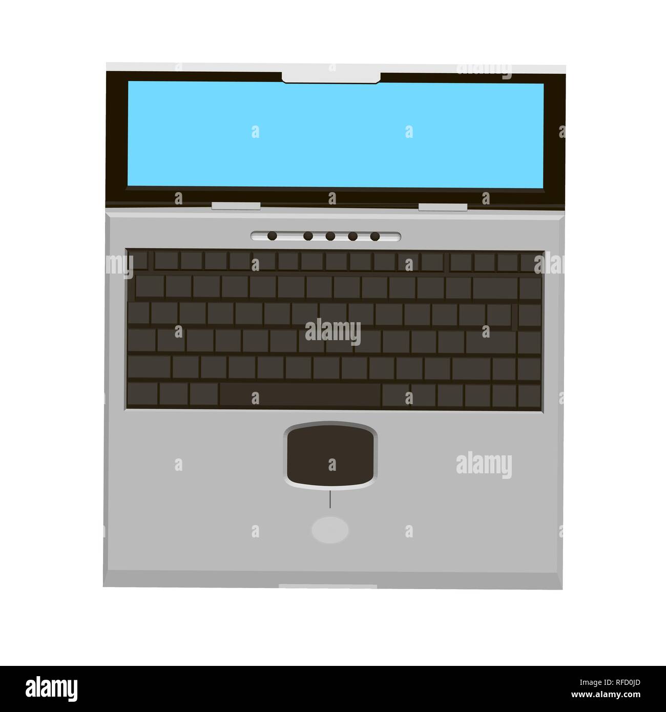 Laptop top view. Polygonal realistic laptop lies in the open position ...
