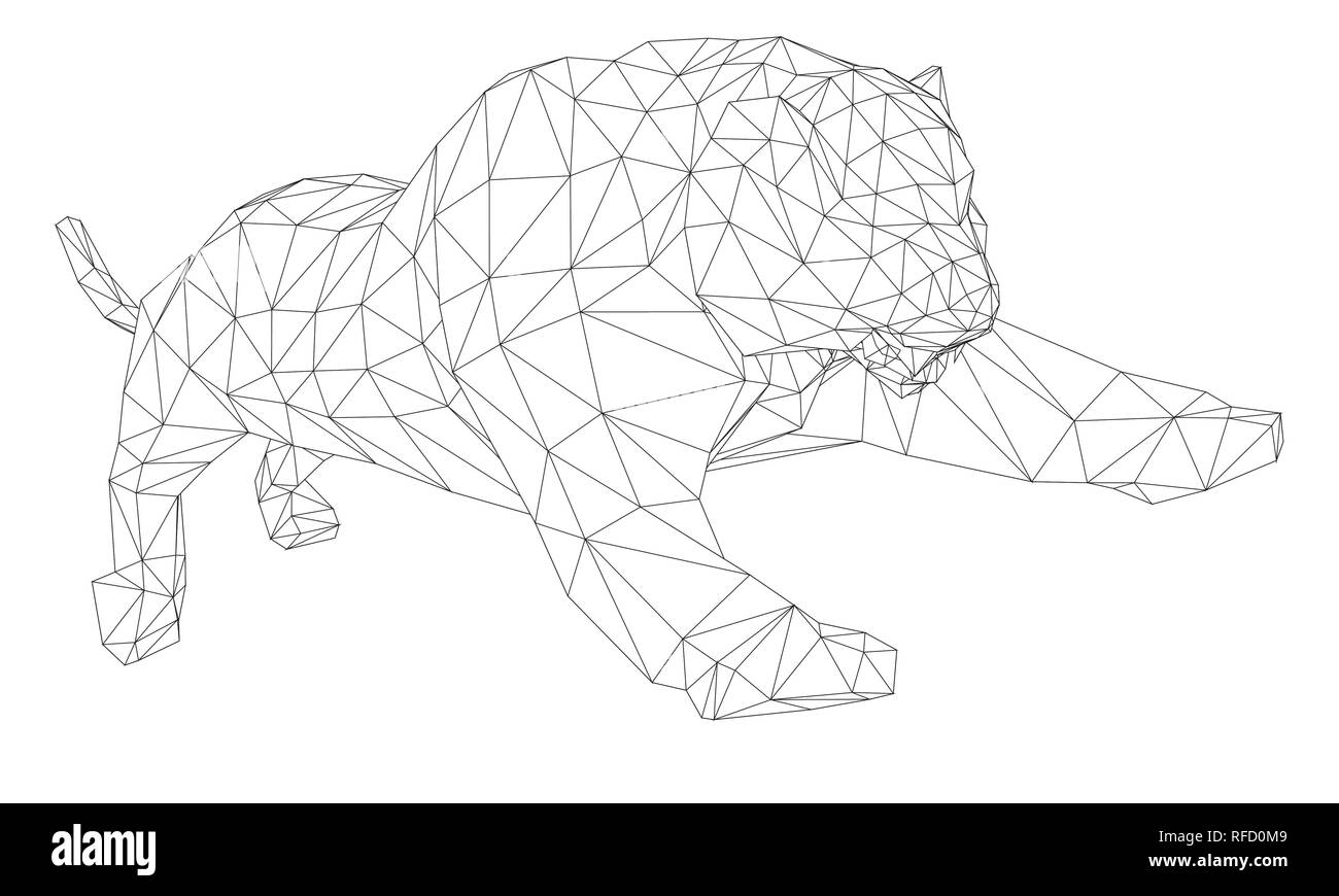 Polygonal tiger in a jump. 3D Vector illustration Stock Vector Image ...