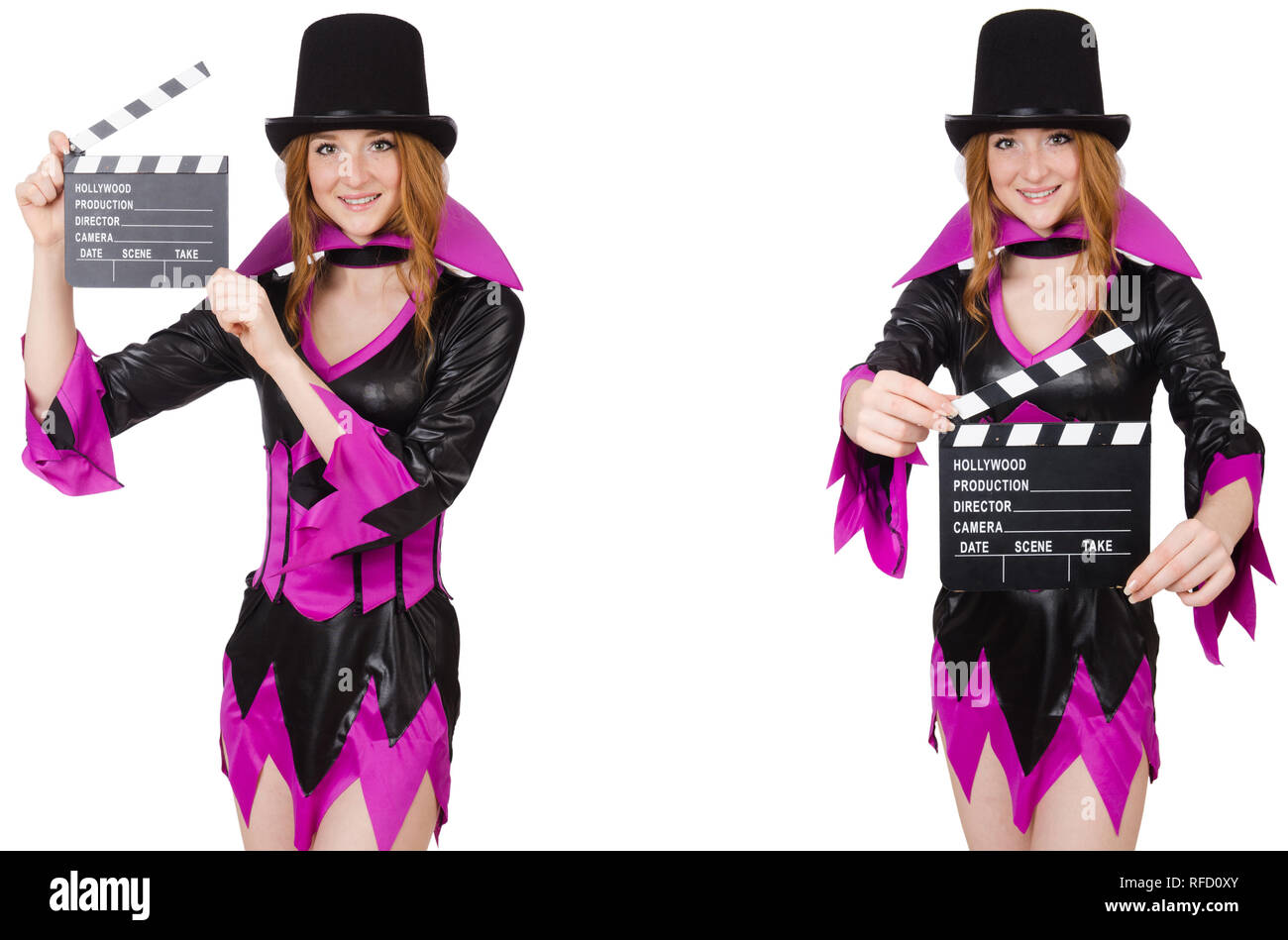 Beautiful woman with clapper board Stock Photo - Alamy