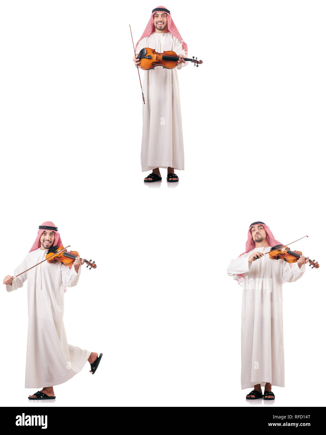 Arab man playing violin isolated on white Stock Photo - Alamy