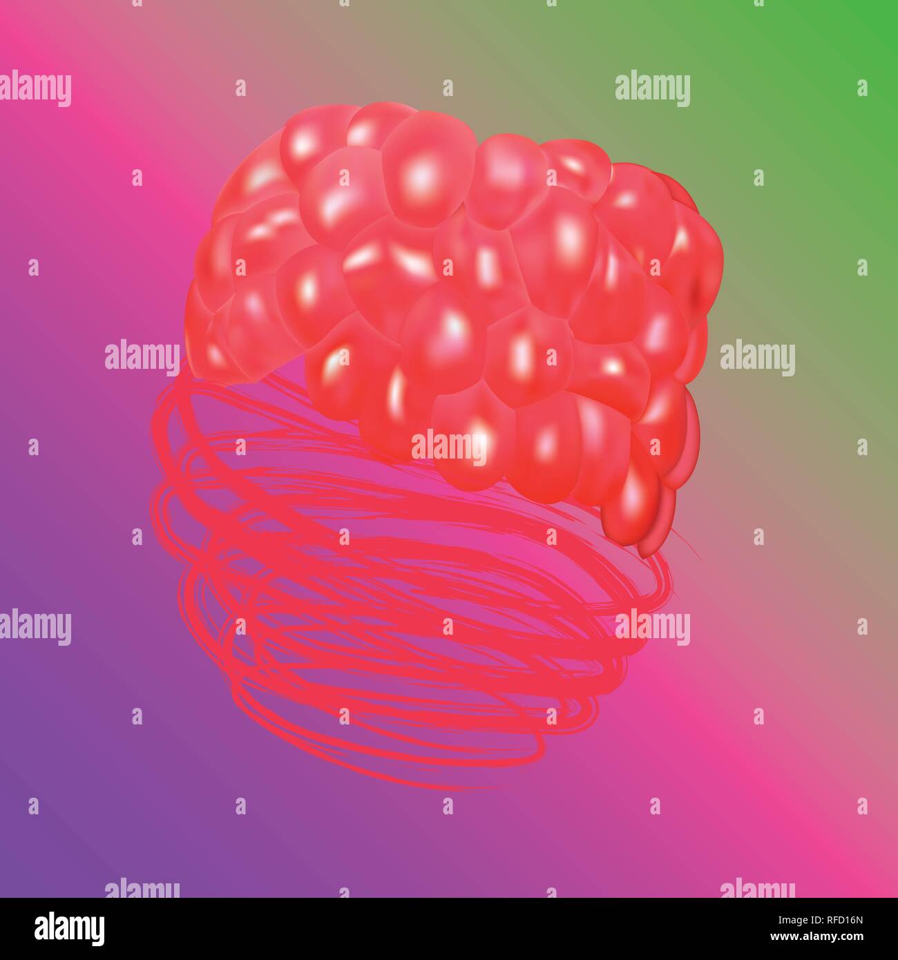 Vector illustration with raspberries on a gradient background ...