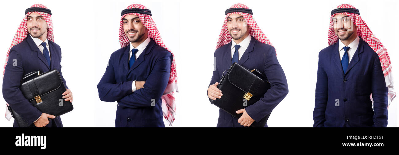 Arab man with bag isolated on white Stock Photo - Alamy