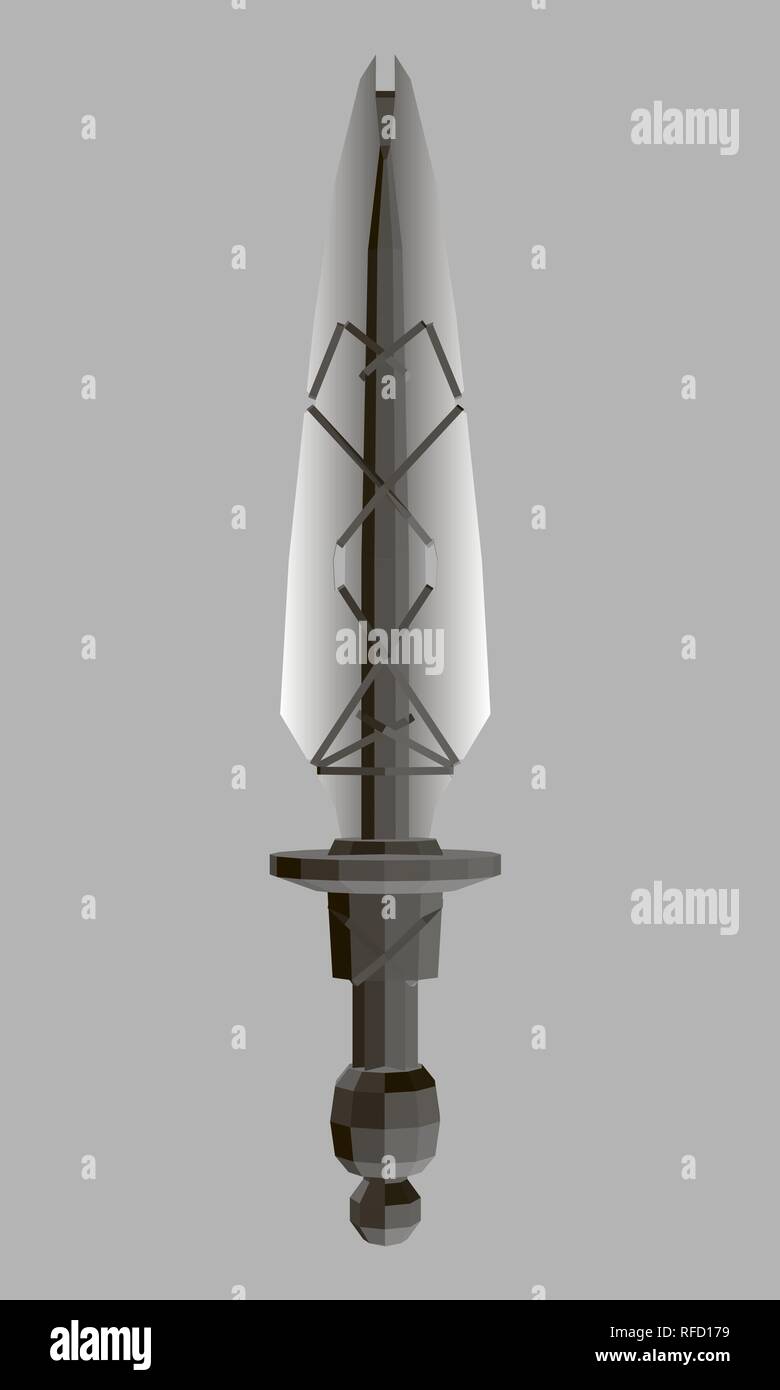 Ritual dagger. Polygonal decorative dagger. Vector illustration Stock ...