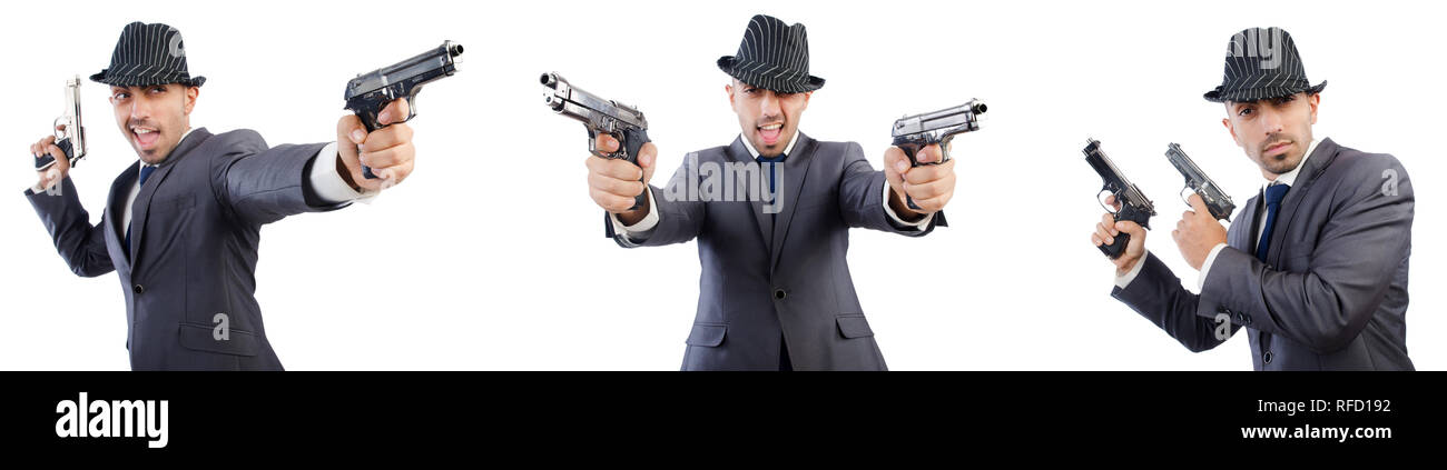 Young gangster in suit with handguns Stock Photo - Alamy
