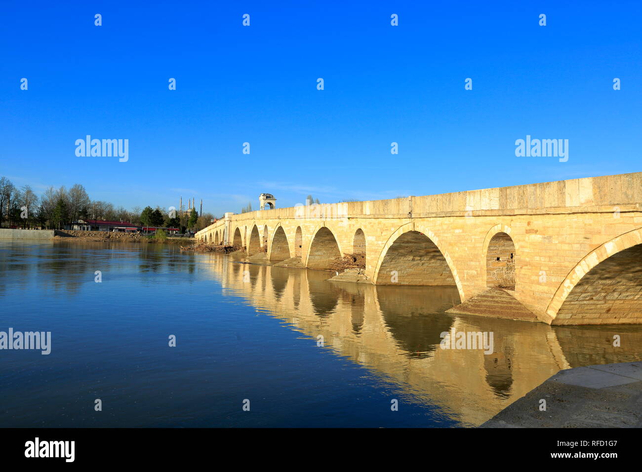 Meric bridge, Turkey. In Edirne on the border with Greece, the river ...