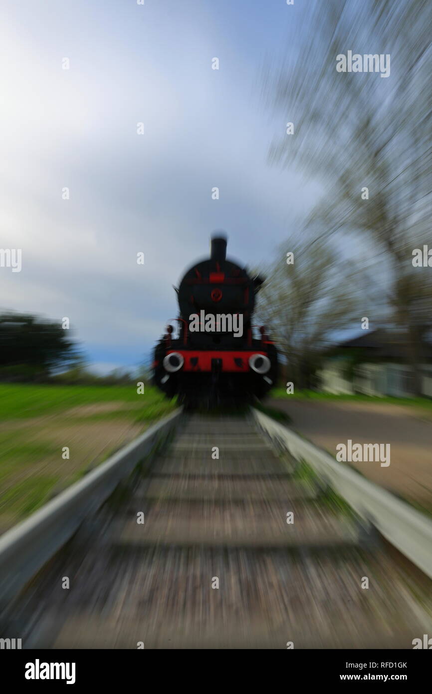 Front view of an old train locomotive Stock Photo - Alamy