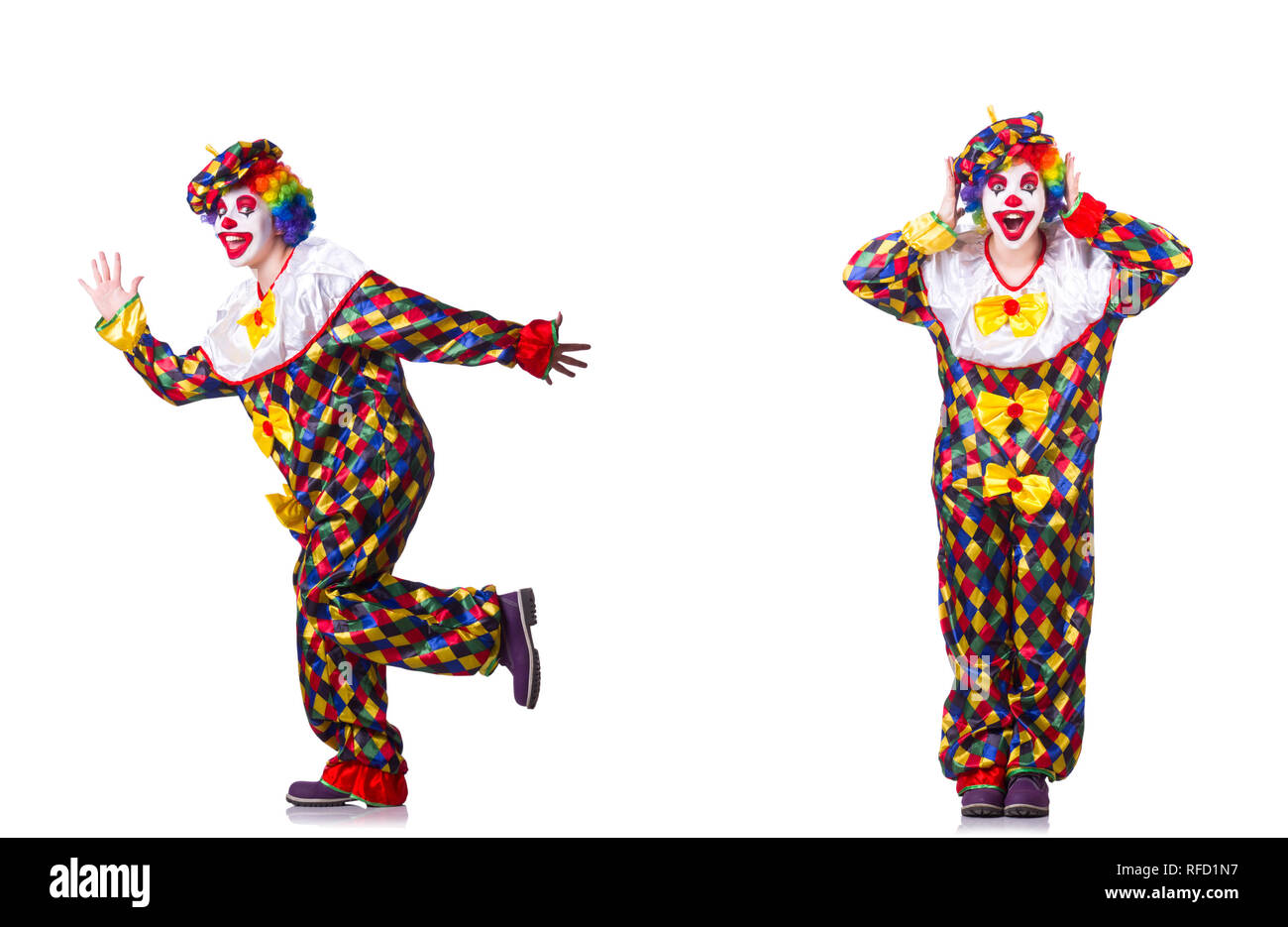 Funny male clown isolated on white Stock Photo - Alamy
